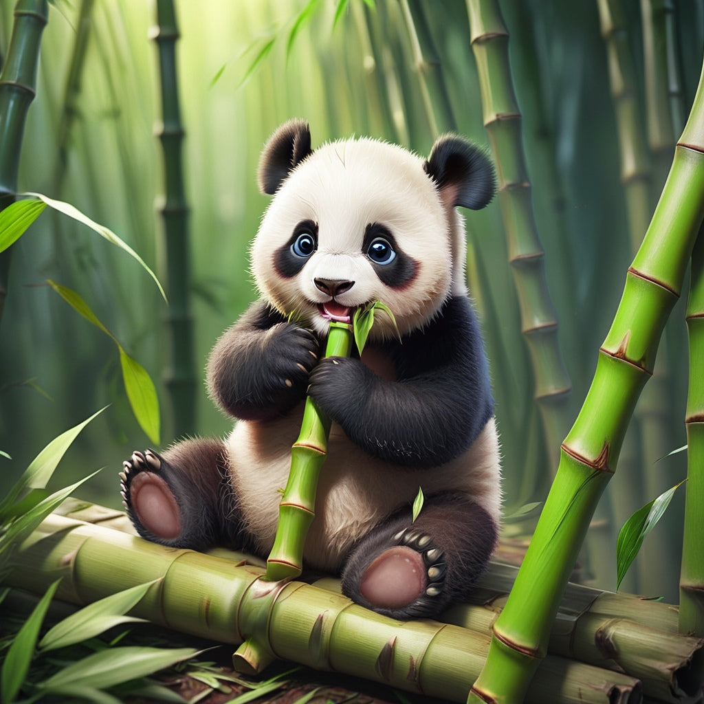 Panda eet bamboe Diamond Painting | Diamond Painting – Myth Of Asia