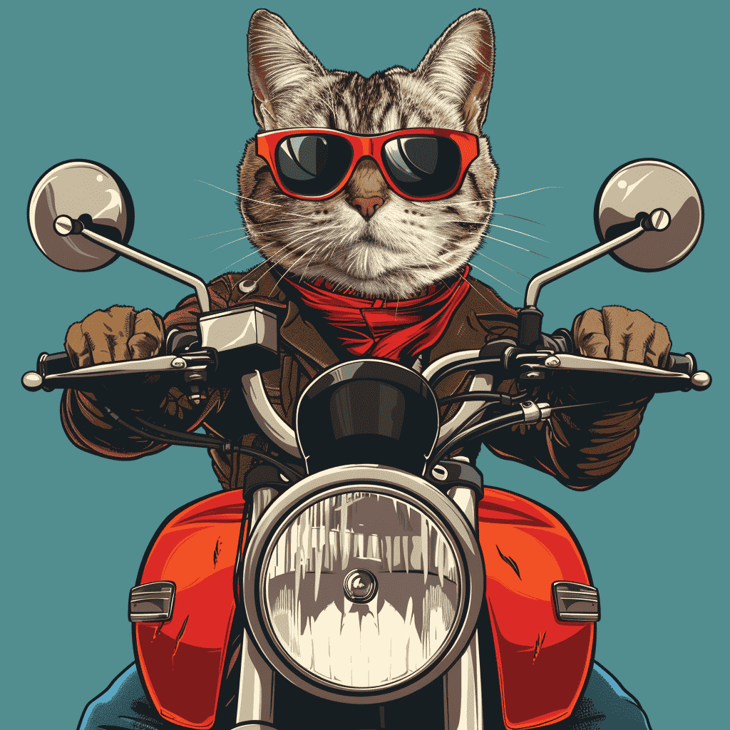 Coole kat op de Motor Diamond Painting | Diamond Painting – Myth Of Asia